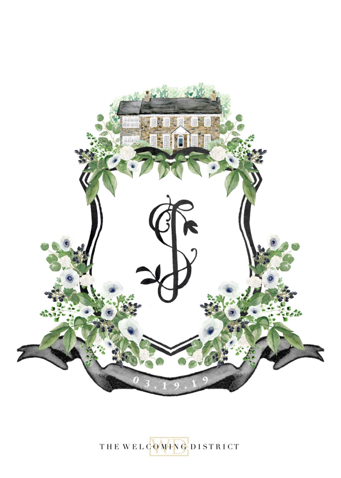 Watercolor Crest Featuring Tranquility Farm - The Welcoming District