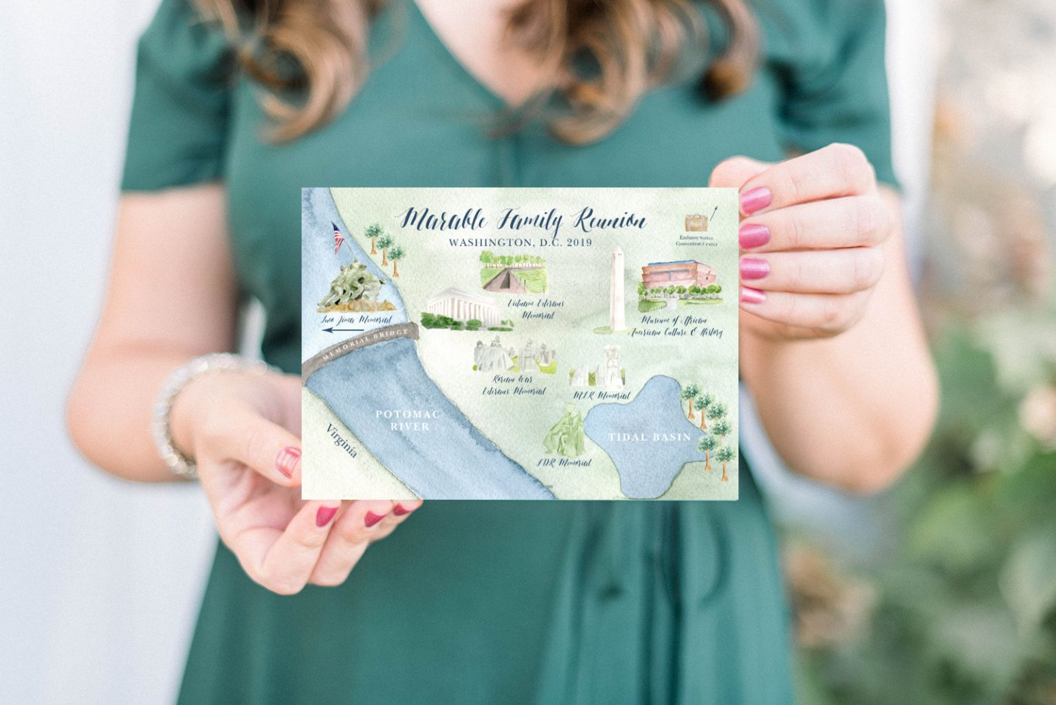 Custom DC Watercolor Map - Marable Family Reunion - The Welcoming District